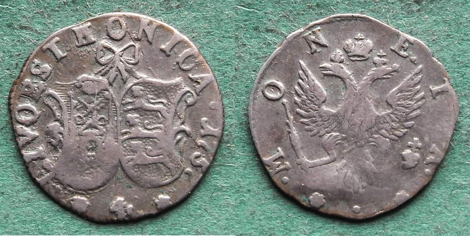 Russland 4 Kopeken 1757 Elisabeth I. 1741-1761, für Livland und Estland ...