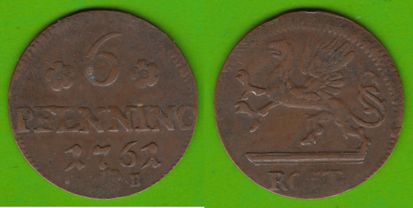 Rostock 6 Pfennig 1761 sehr schön | MA-Shops