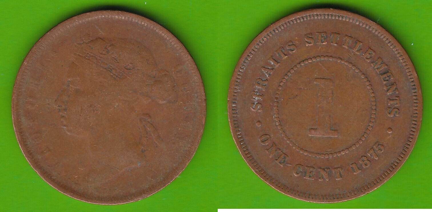 Straits Settlements 1 Cent 1875 Victoria 1837-1901 s/s-ss | MA-Shops