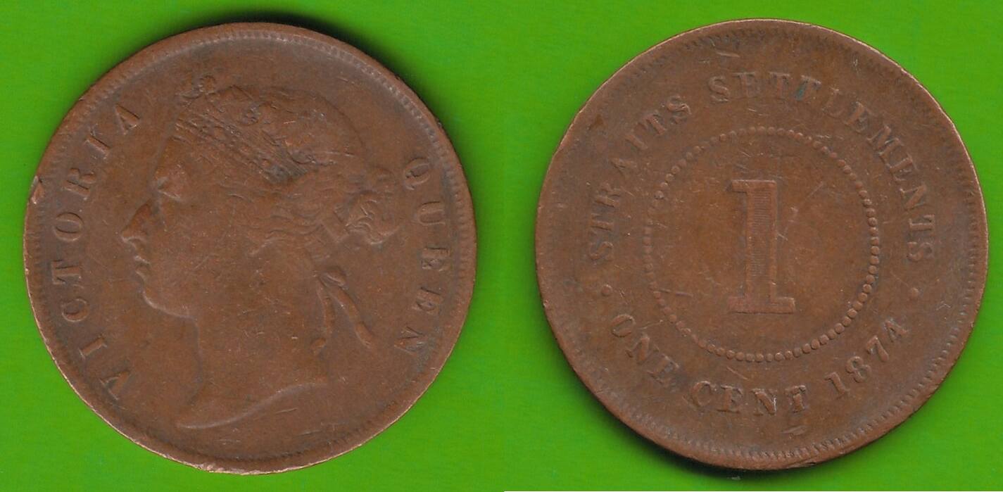 Straits Settlements 1 Cent 1874 Victoria 1837-1901 ss- | MA-Shops