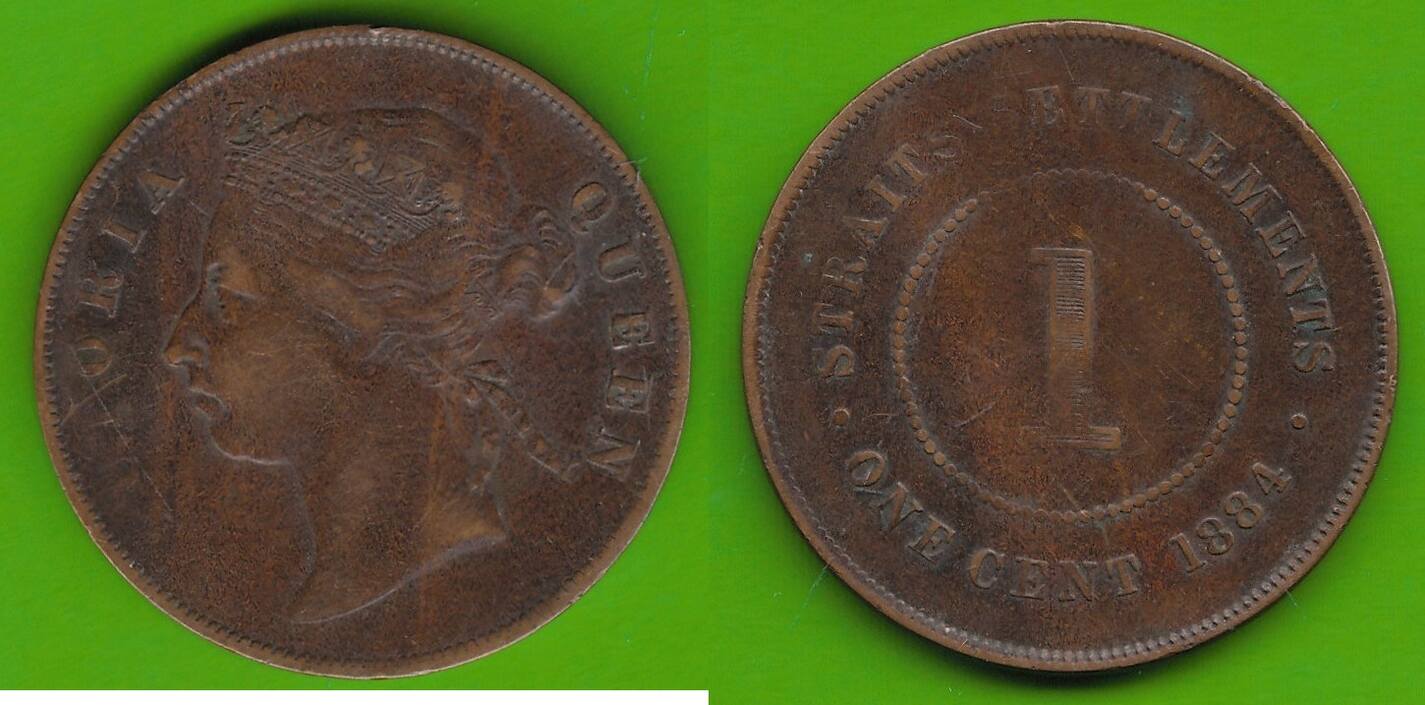 Straits Settlements 1 Cent 1884 Victoria 1837-1901 ss/ss- | MA-Shops
