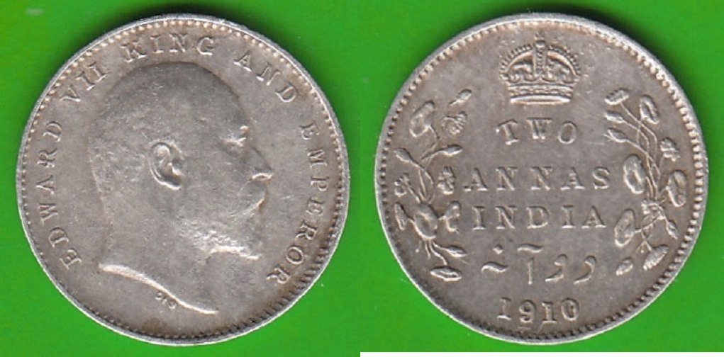 Britisch-Indien 2 Annas 1910 Edward VII. 1901-1910, hübsch vz-/vz | MA ...