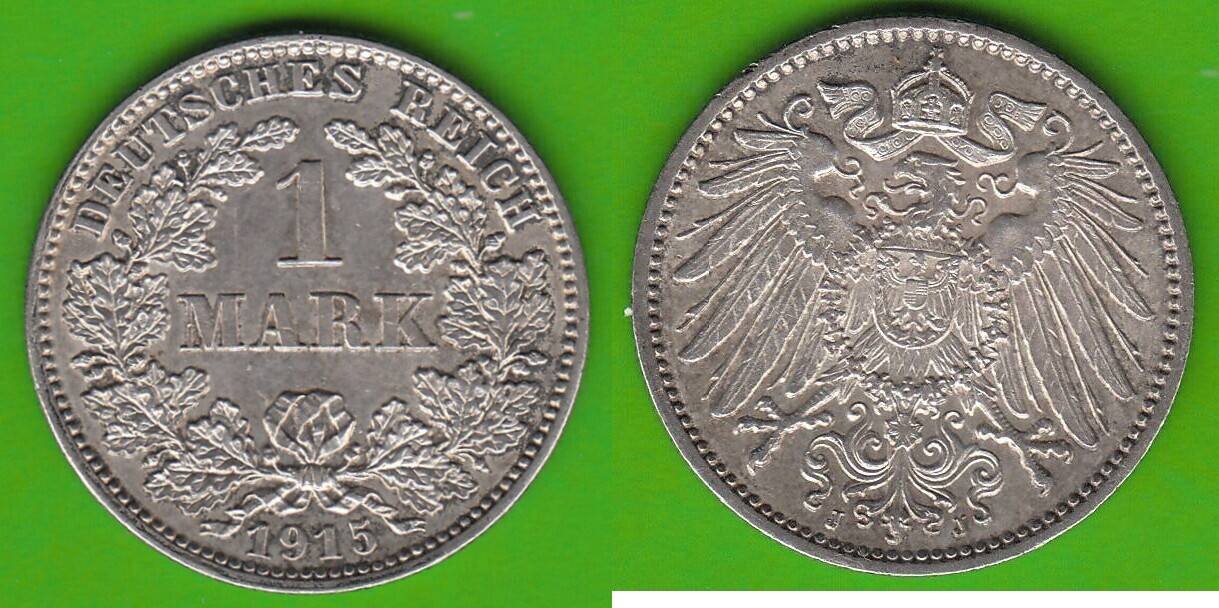 Kaiserreich 1 Mark 1915 J hübsch vz-st | MA-Shops