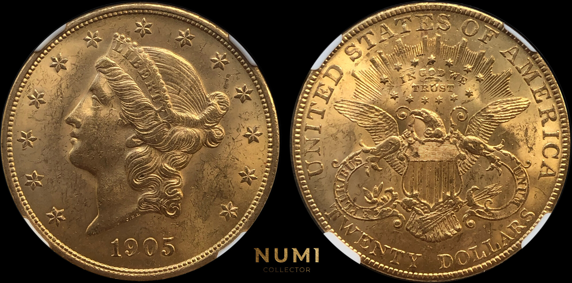 USA $20 DOUBLE EAGLE 1905 NGC MS 62+ | MA-Shops