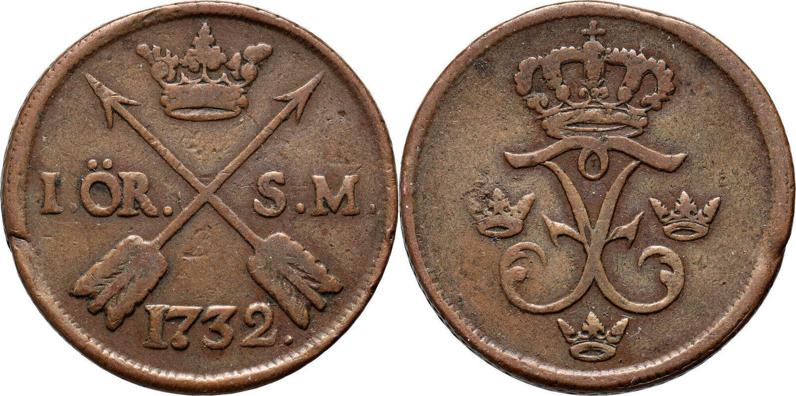 SWEDEN 1 Öre 1732 SM Frederick I SS | MA-Shops