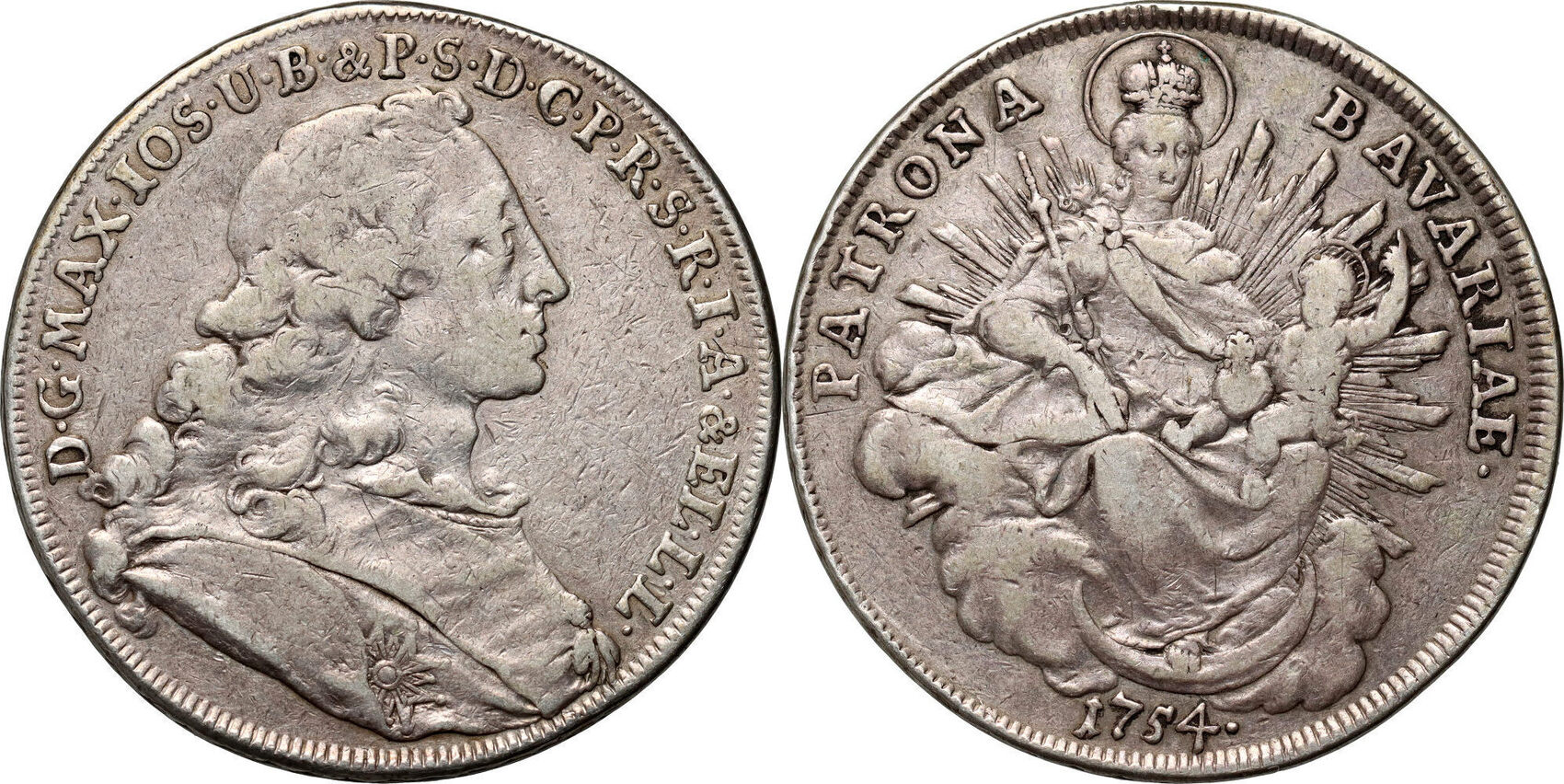 GERMANY (BAVARIA) Thaler 1754 Maximilian III Joseph SS+ | MA-Shops