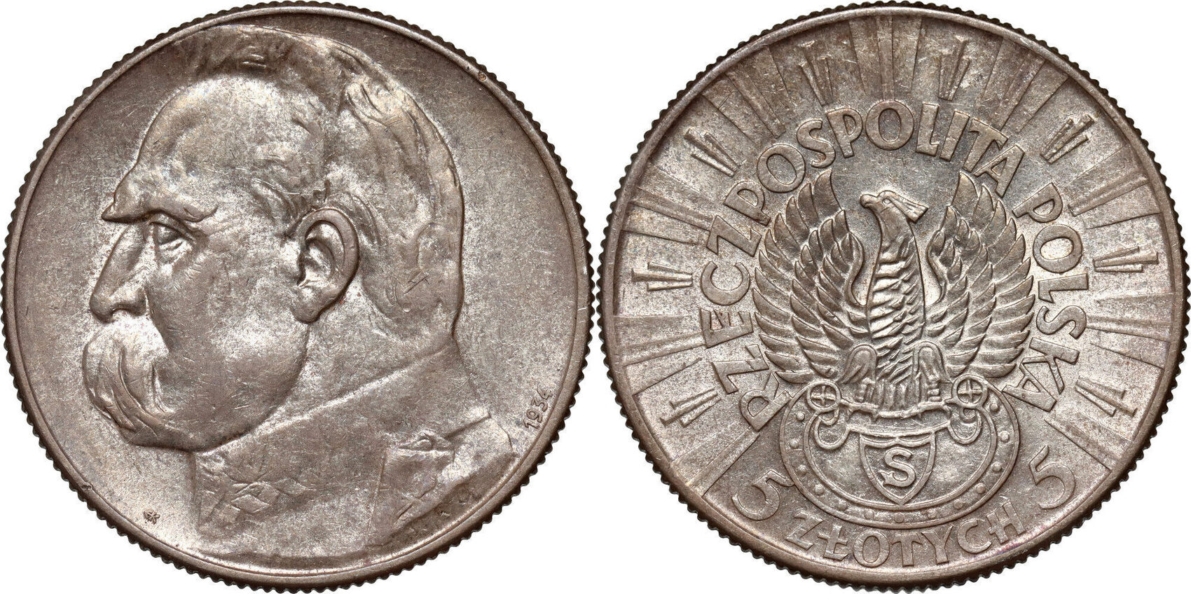 POLAND 5 Zlotys 1934 Józef Piłsudski, Rifle Corps VZ-ST | MA-Shops