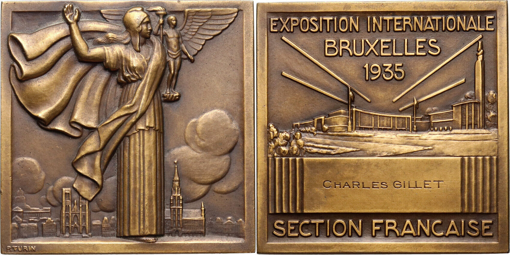 BELGIUM Plaque Brussels International Exposition (1935), Turin fast ST ...