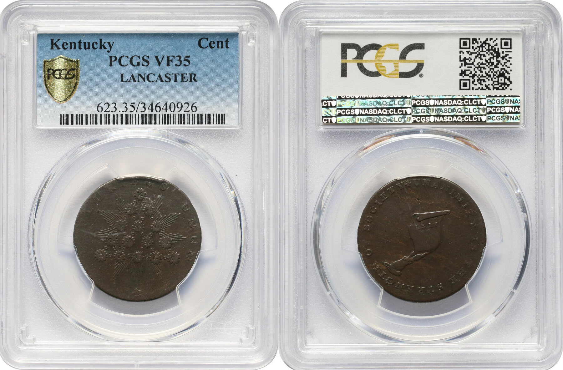 USA (KENTUCKY) Cent 1792 - 1794 Lancaster PCGS VF35BN | MA-Shops