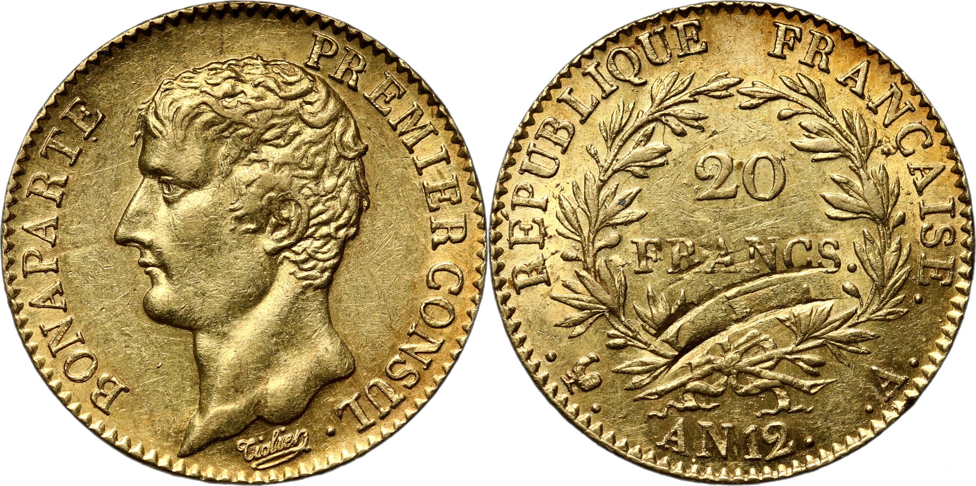 FRANCE 20 Francs AN 12. (1803) A Paris, Napoleon I Fast ST | MA-Shops