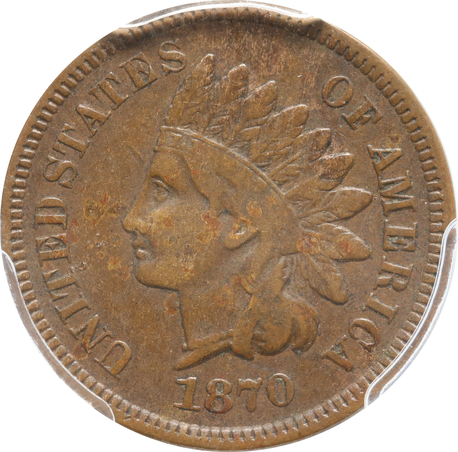 USA 1 Cent 1870 Indian Head Cent, Shallow N PCGS VF25BN | MA-Shops