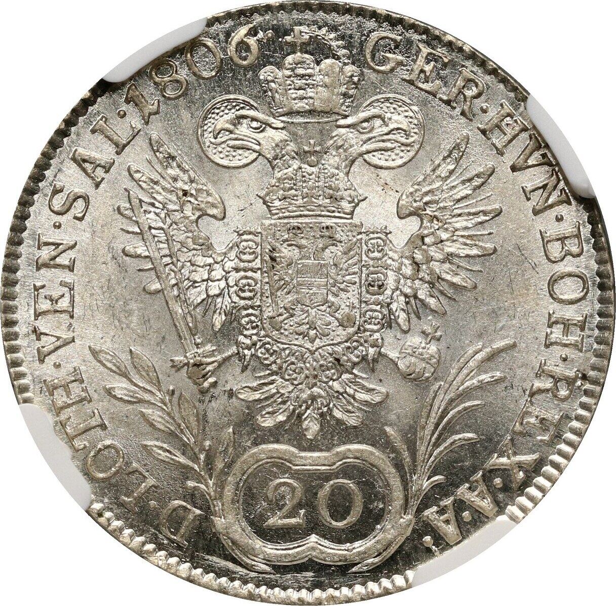 Austria 20 Kreuzer 1806 Franz II, Vienna Mint NGC AU 58 | MA-Shops