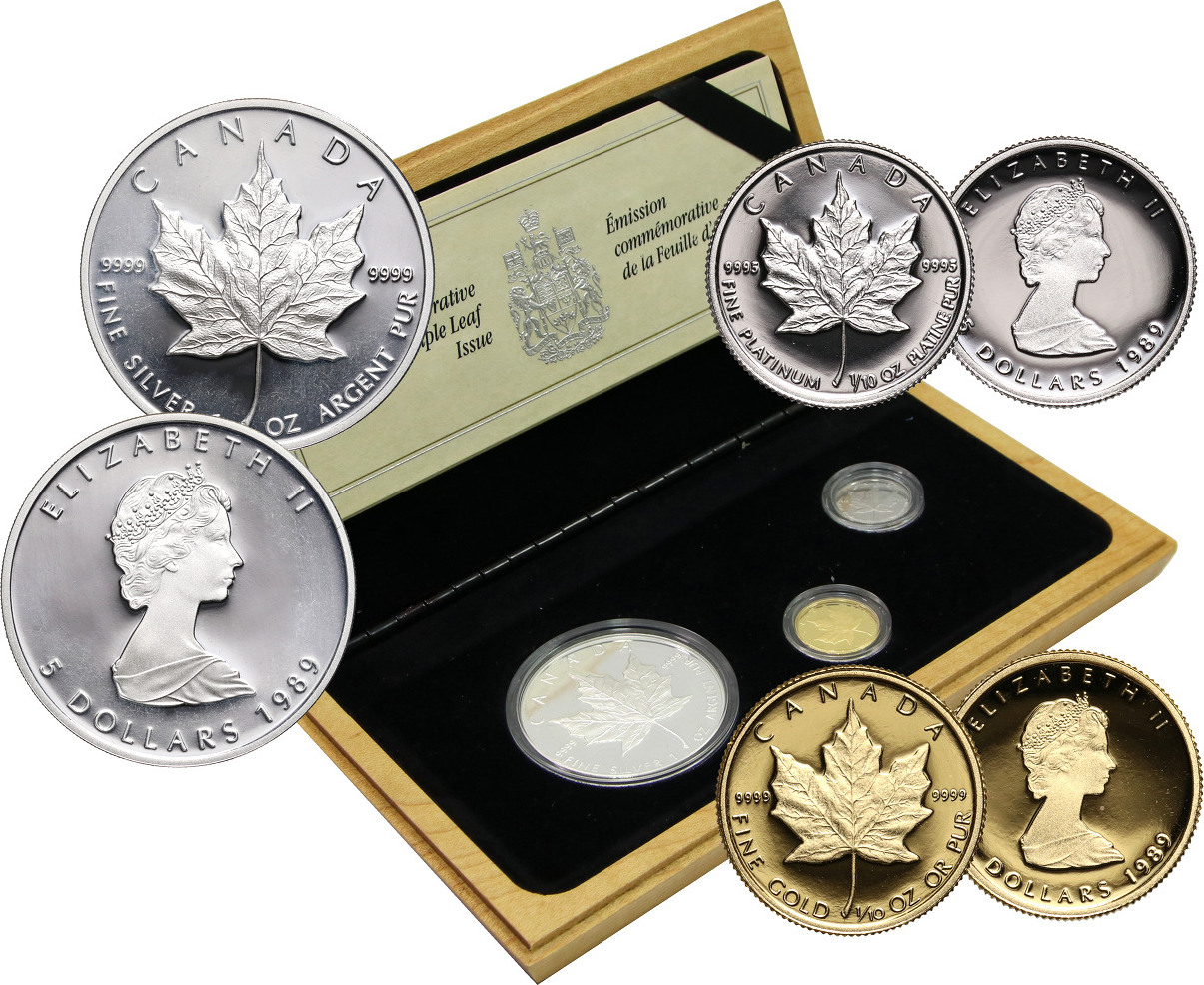 Canada 3 x 5 Dollars 1989 3 Coin Set, Maple Leaves PP | MA-Shops