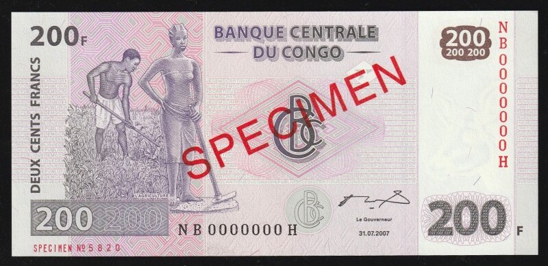 Congo 200 Francs KONGO - 200 FRANKEN - MUSTER - 2007 | MA-Shops