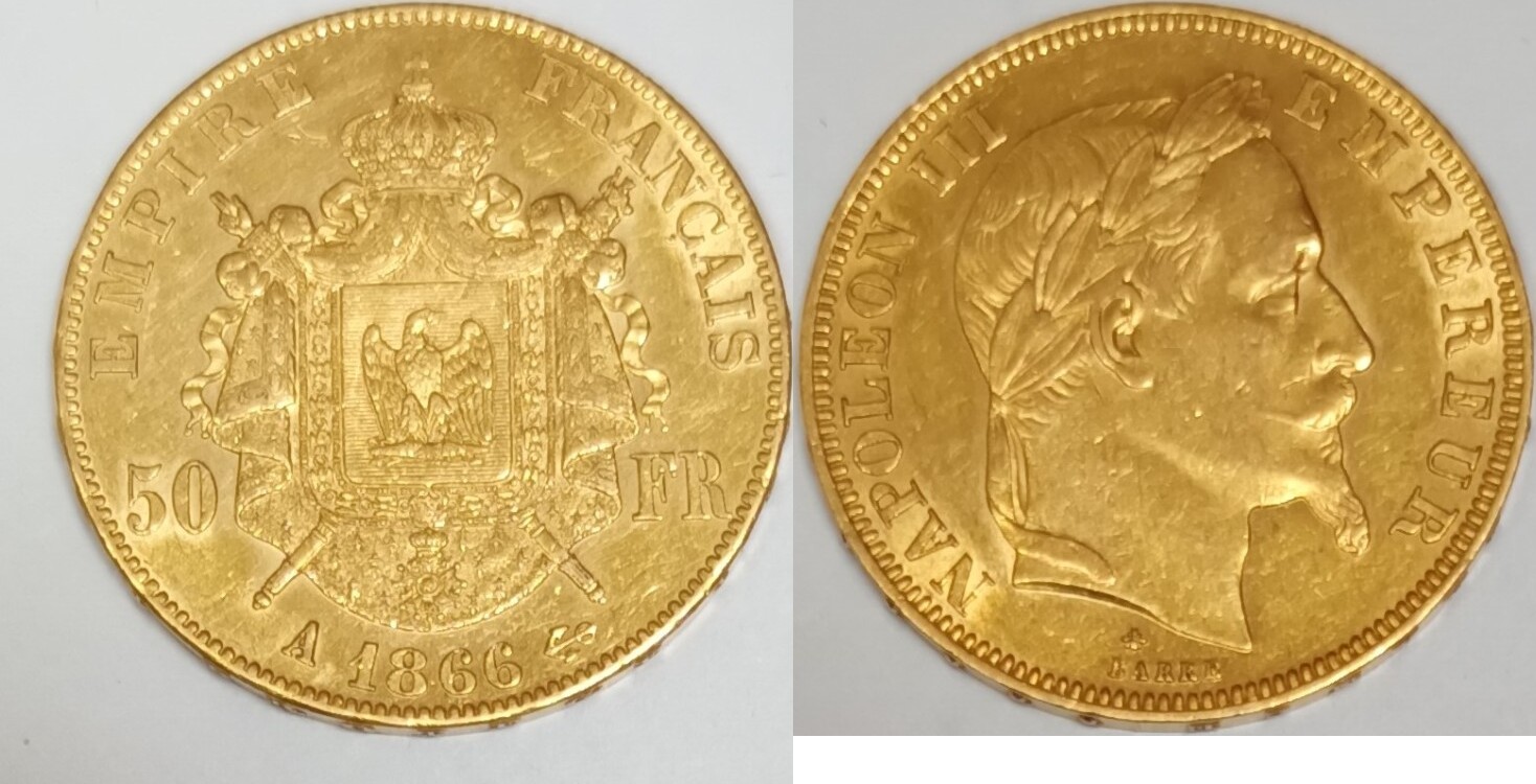 France FRANKREICH - KM 804 - 50 FRANCS 1866 A - PARIS - OR - NAPOLEON III - KM 804 SS+ | MA-Shops