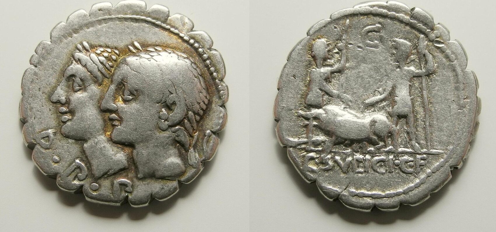 ROMAN REPUBLIC Serrate Denarius C. Sulpicius C.f. Galba. 106 BC, Rome ...