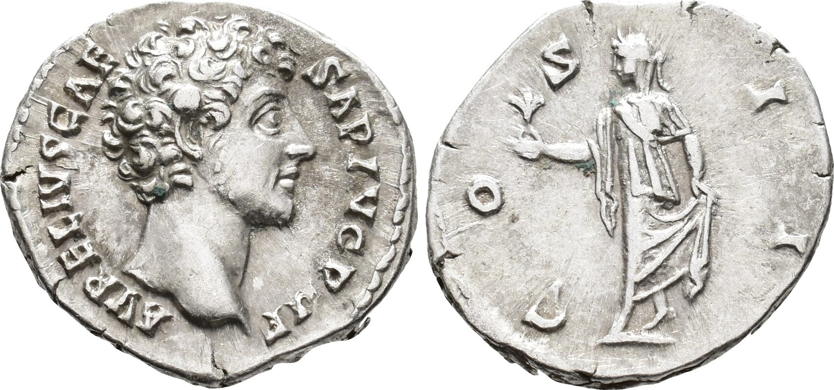ROMAN EMPIRE Denarius Marcus Aurelius, Caesar (AD 139-161). AD 145-147 ...