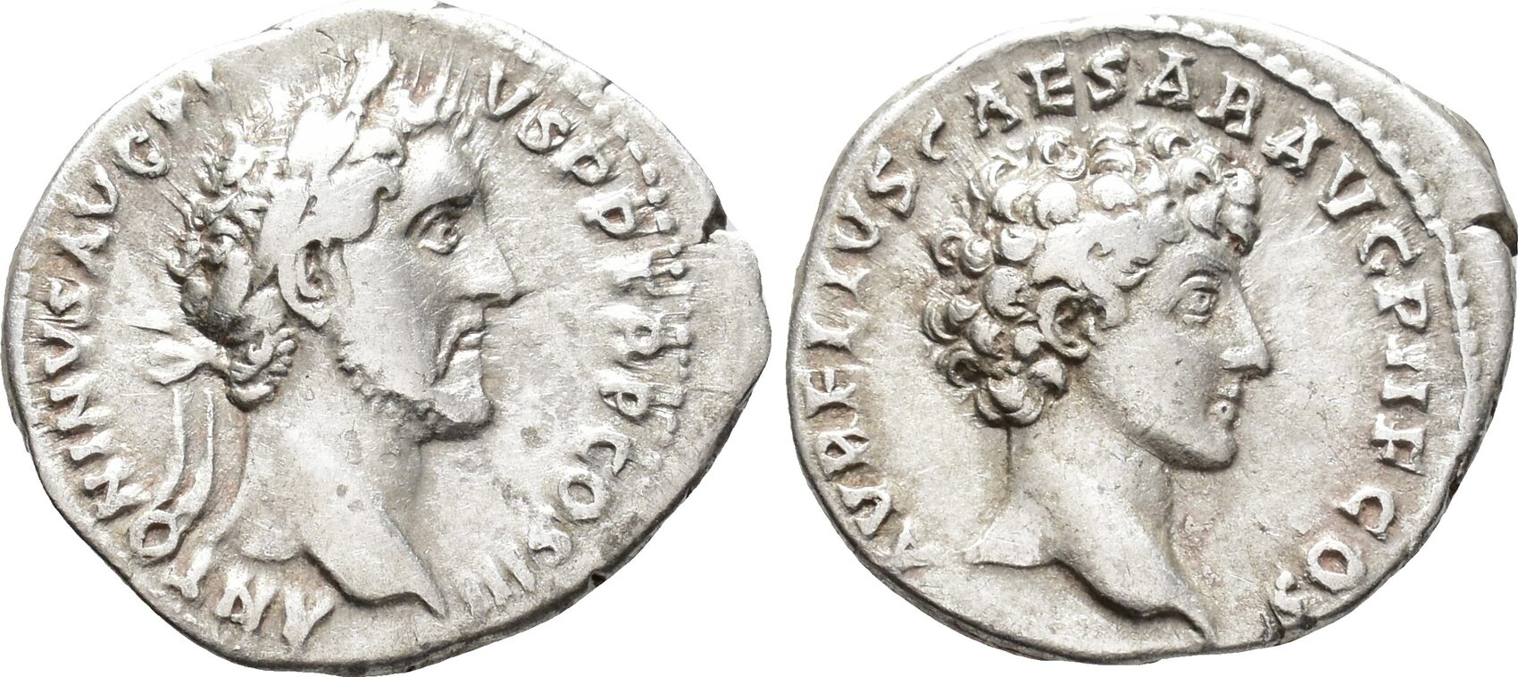 ROMAN EMPIRE Denarius Antoninus Pius, with Marcus Aurelius as Caesar ...