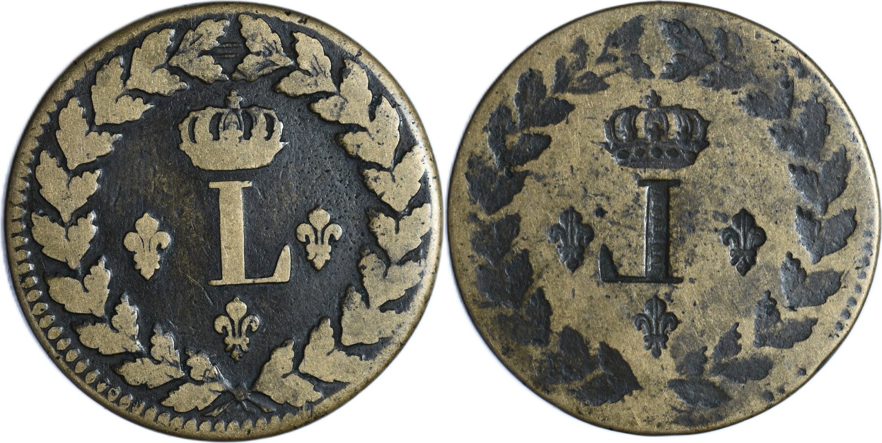 Un décime Louis XVIII - Décime au L couronné - Incus - Rare - 1815 ...