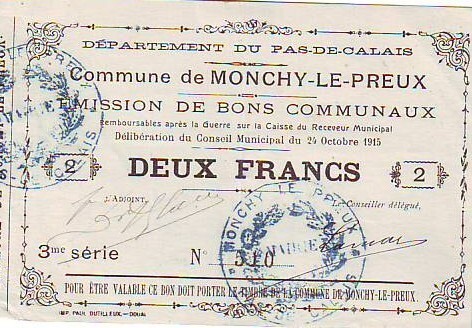 Frankreich 24/10/1915 2 F Monchy-Le-Preux II / VZ | MA-Shops