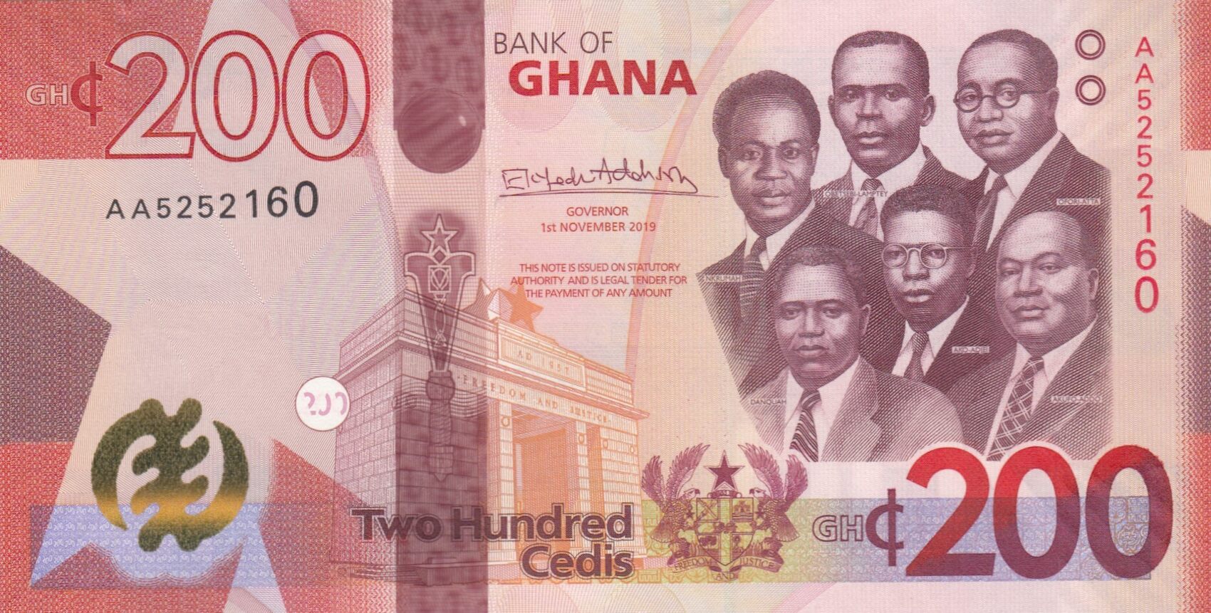 Ghana 200 Cedis 200 C dis 2019 2020 UNC I ST MA Shops