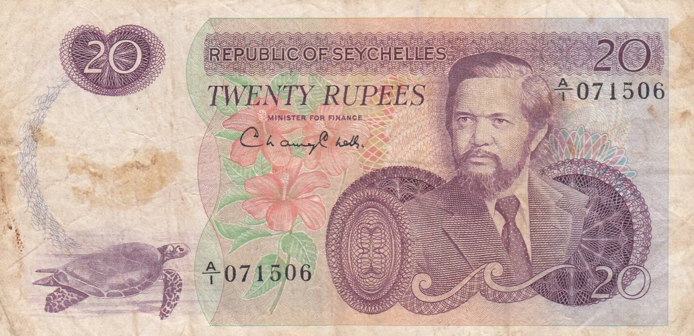 Seychellen 20 Rupees - President Mancham - Seychelles - 1977 - Series A ...