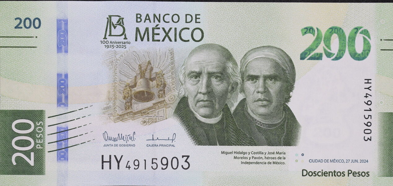 Mexiko 200 Pesos - 100th Anniversary of the Bank of Mexico - Polymer ...