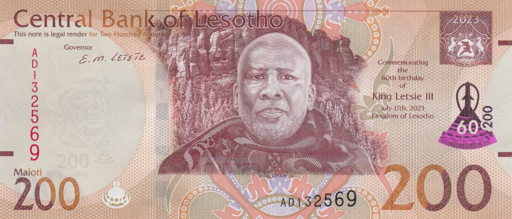 Lesotho 200 Maloti - Letsie III - Horseman - 2023 I / ST | MA-Shops