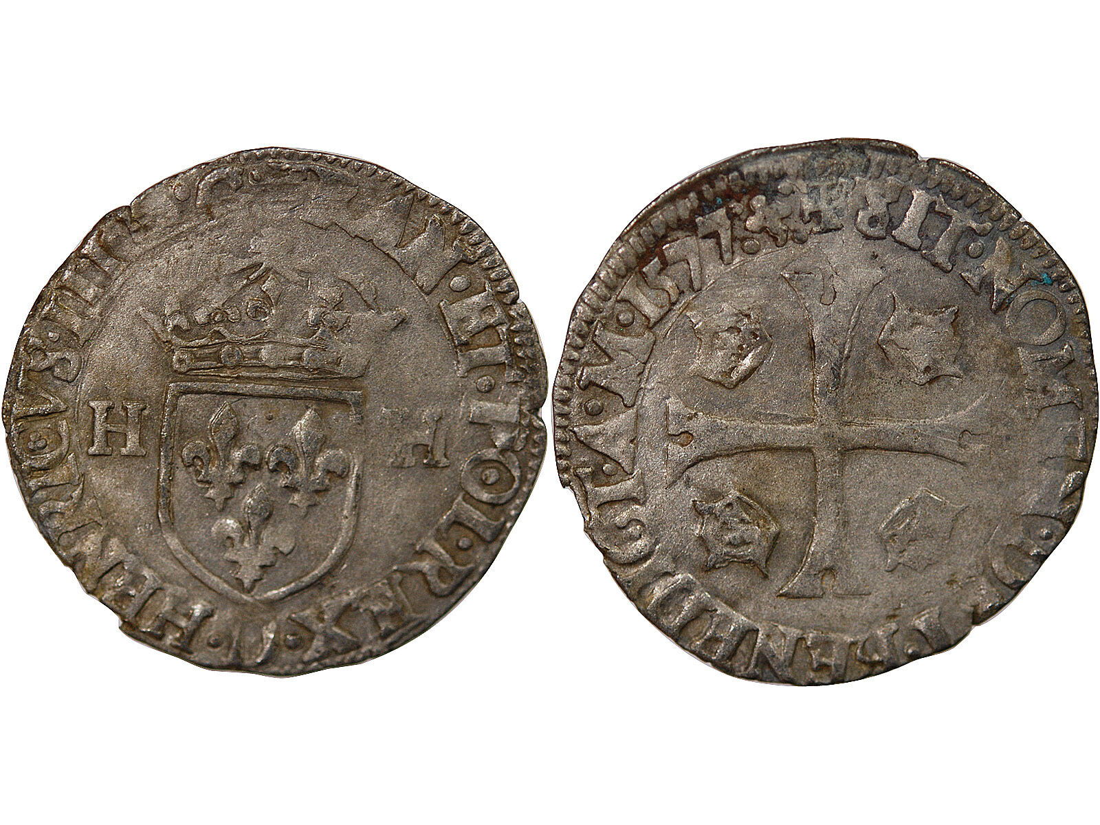 Frankreich HENRY III - DOUZAIN WITH TWO H, 1st TYPE - 1577 D LYON III ...