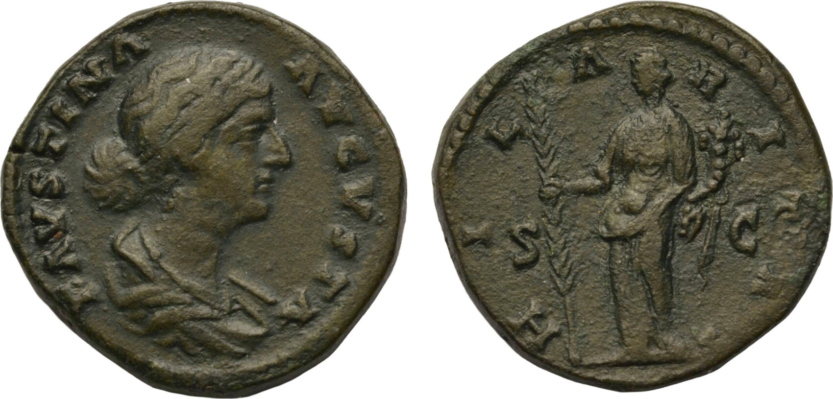 Roman Empire AE as c. AD 161-2 Faustina Junior, Rome, Hilaritas with ...