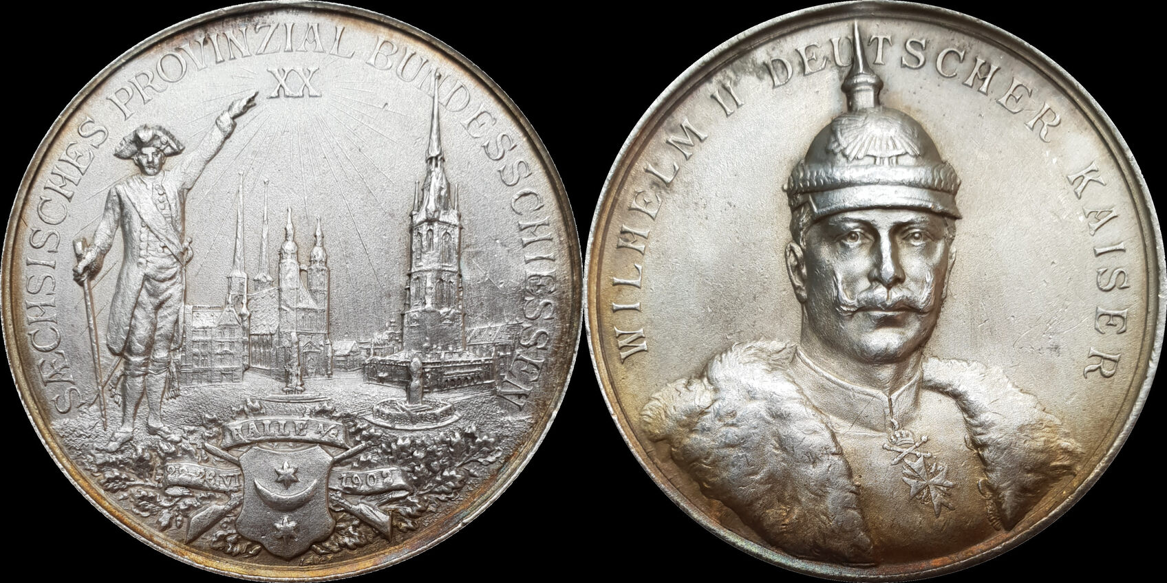 Medal 1902 Halle Shooting Au-Unc Silver City View Germany Saale RARE ...