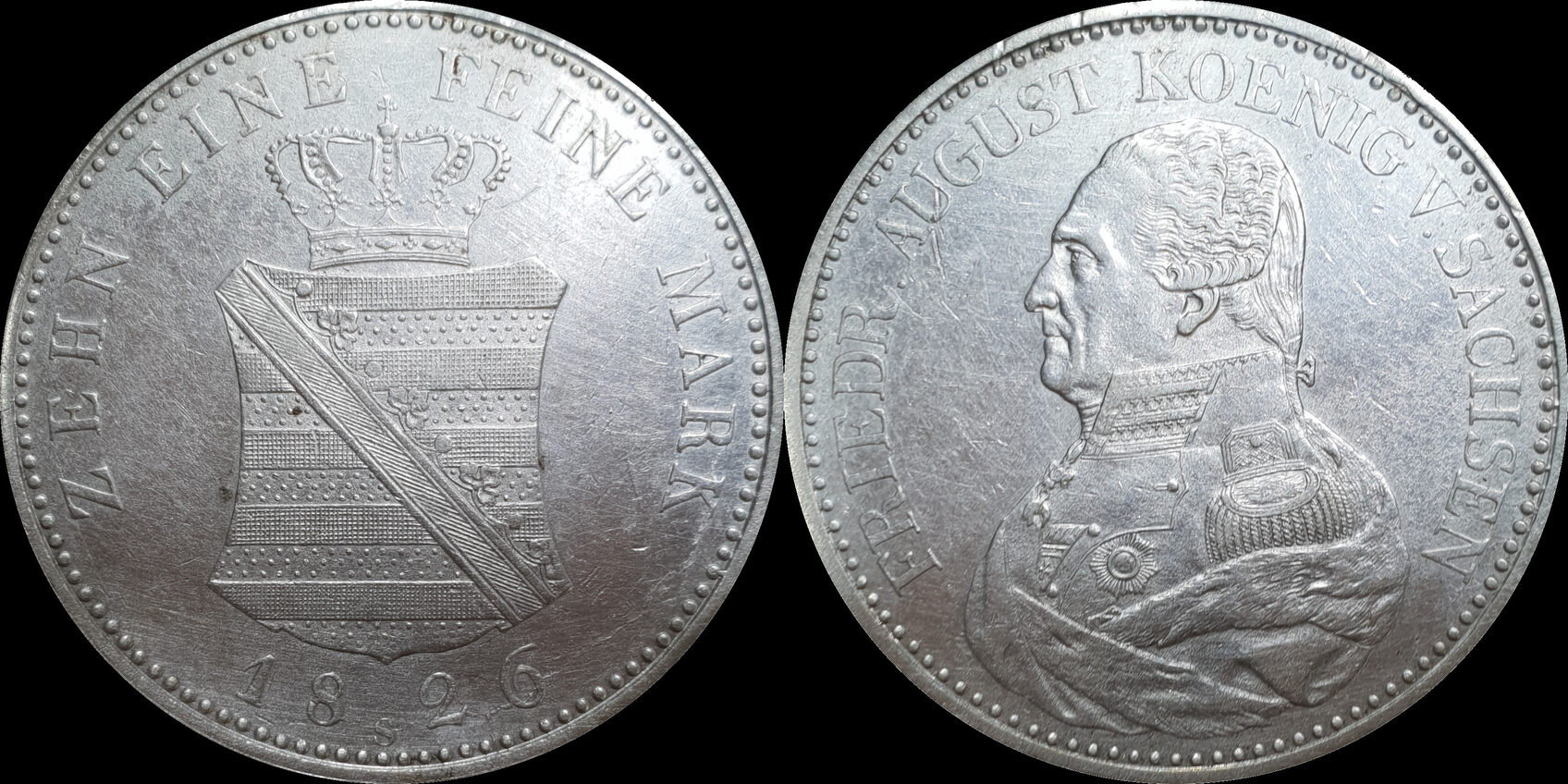 1 Thaler 1826 S Saxony Aunc Silver Uniform Taler Coin Germany German ...