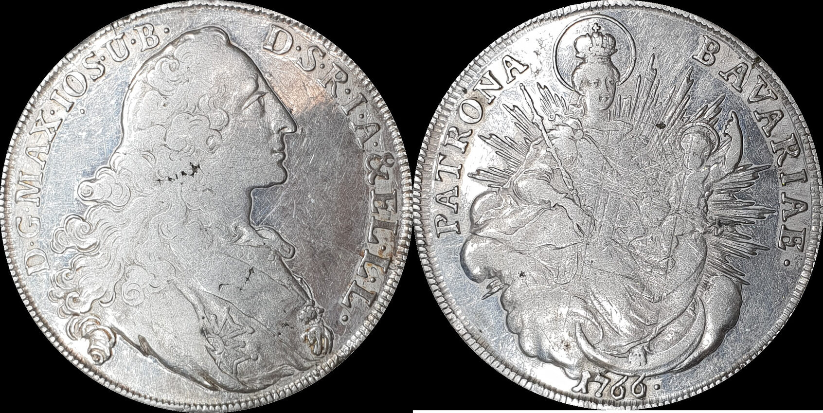 1 Thaler 1766 Bavaria Silver Coin Madonna and Child Germany German ...