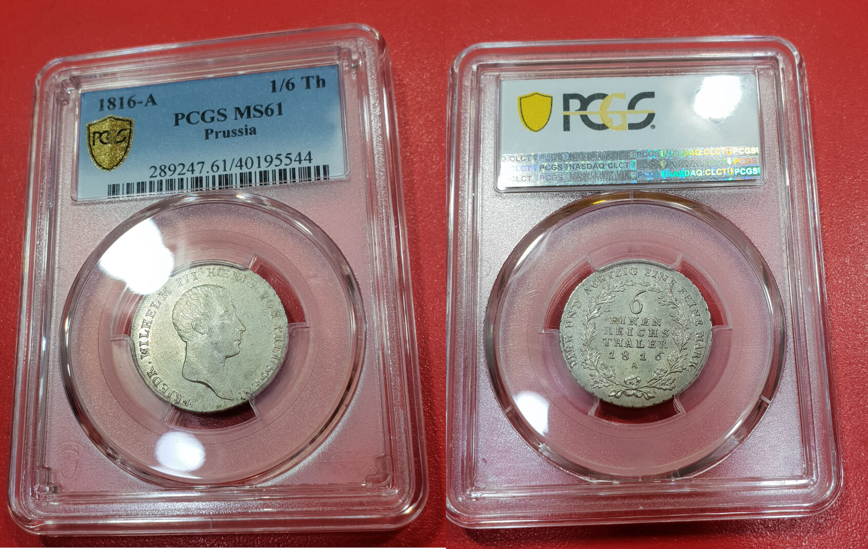1/6 Thaler 1816 PCGS Prussia MS 61 Silver Coin Germany German State Unc Portrait | MA-Shops