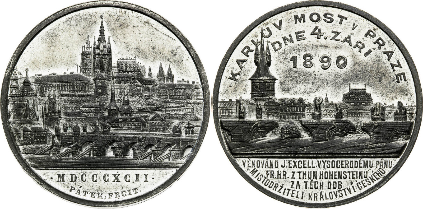 Medal 1890 Prague Unc WM Castle City View Czechia Very Rare unz | MA-Shops
