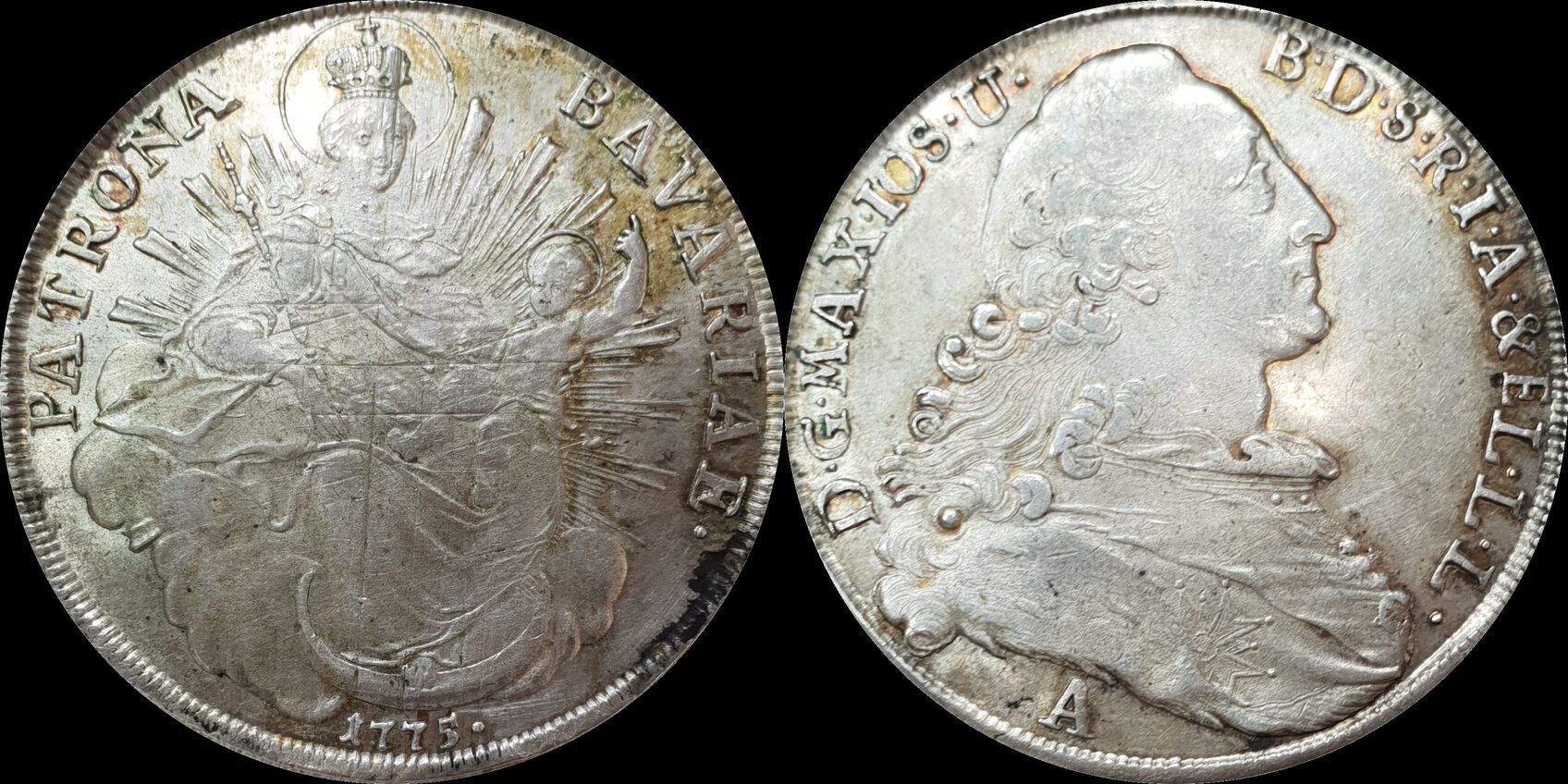 1 Thaler 1775 Bavaria Aunc-Unc Silver Coin Madonna and Child Germany ...