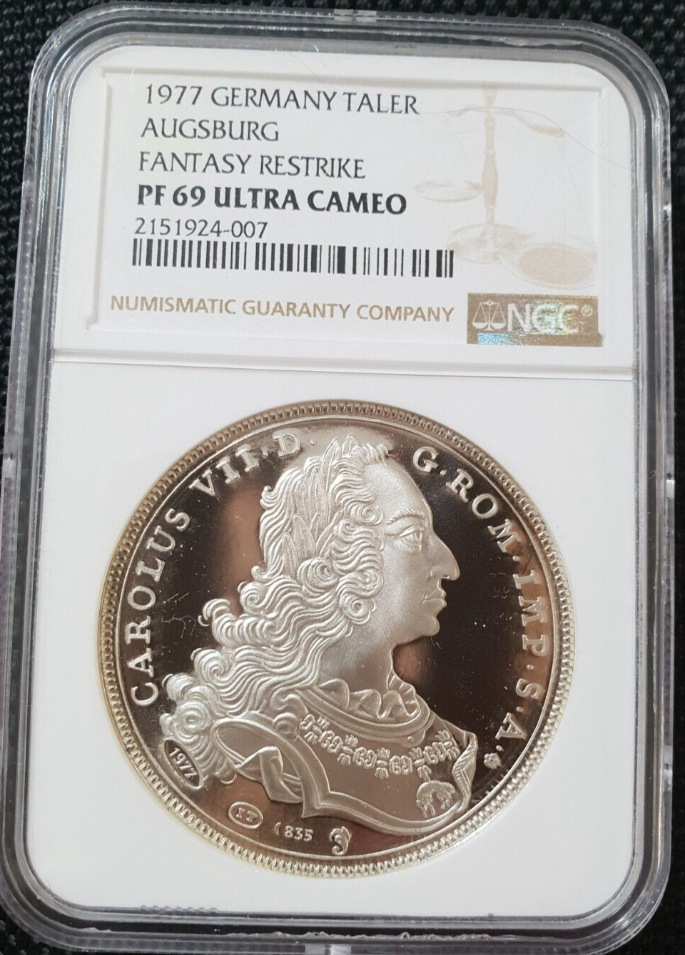 Taler NGC Augsburg 1744 1977 PF69 UC Silver City View Official Restrike ...