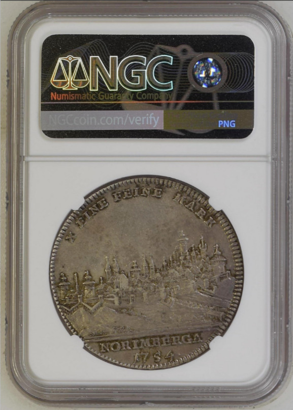50 1 Thaler 1754 NGC Nurnberg AU- Silver City View Coin Taler Germany Rare | MA-Shops