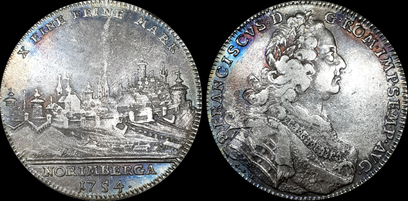 1 Thaler 1754 Nurnberg GGL Silver City View Coin Germany Taler Rare Some Colors | MA-Shops