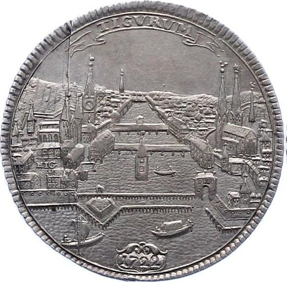 1/2 Thaler 1722 Zurich Unc City View Silver Taler Coin Switzerland Rare unz | MA-Shops