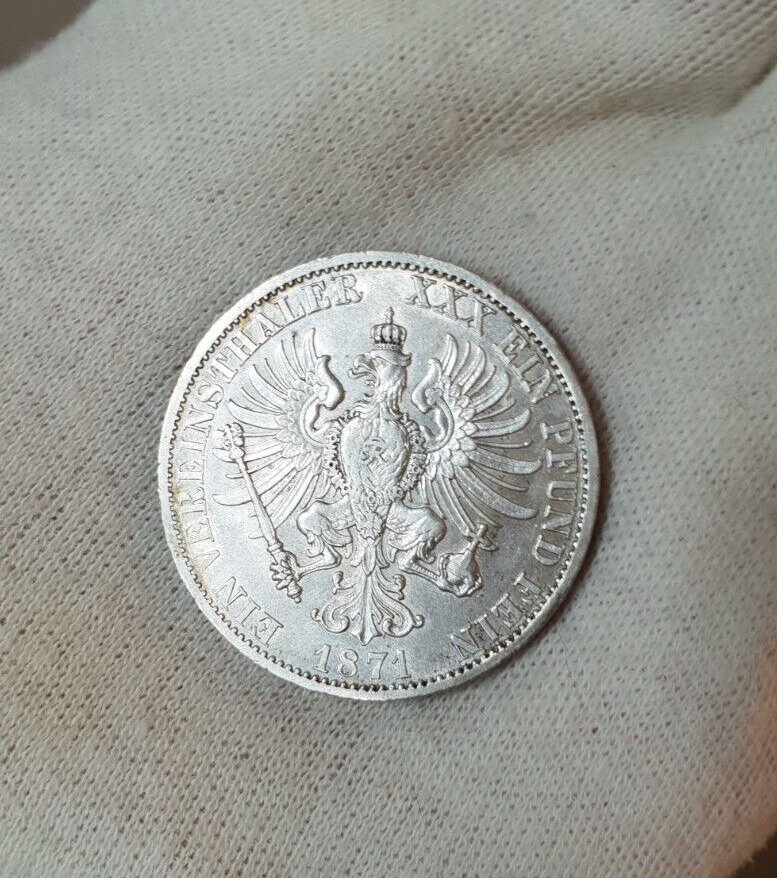 1 Thaler 1871 Prussia Unc Silver Taler Coin Germany German State unz ...