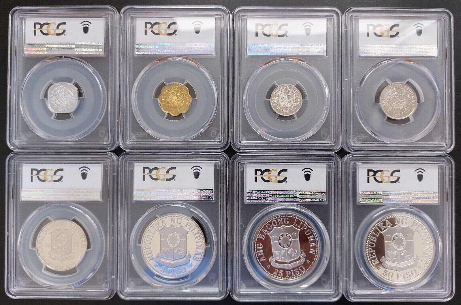 50 PISO 01 - 50 n. Chr. PHILIPPINES 8 DIF PROOF COINS SET 0.01 - 1975 ...