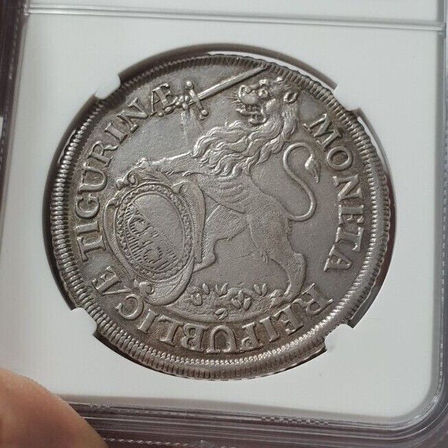 55 1 Thaler 1761 NGC Zurich AU- City View Silver Aunc Coin Switzerland ...