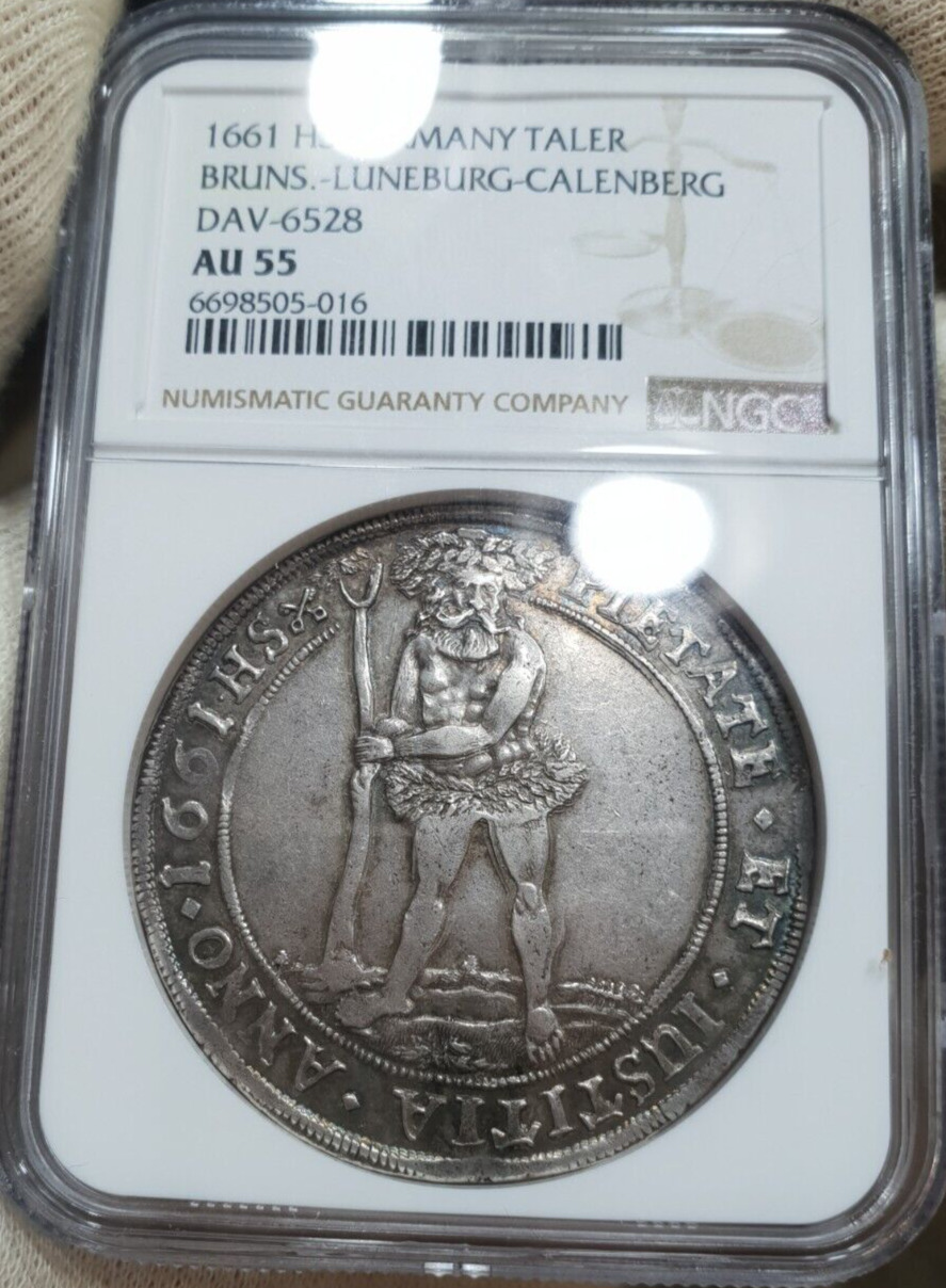 55 1 Thaler 1661 NGC Braunschweig Wolfenbuttel AU- Giant Hannover ...