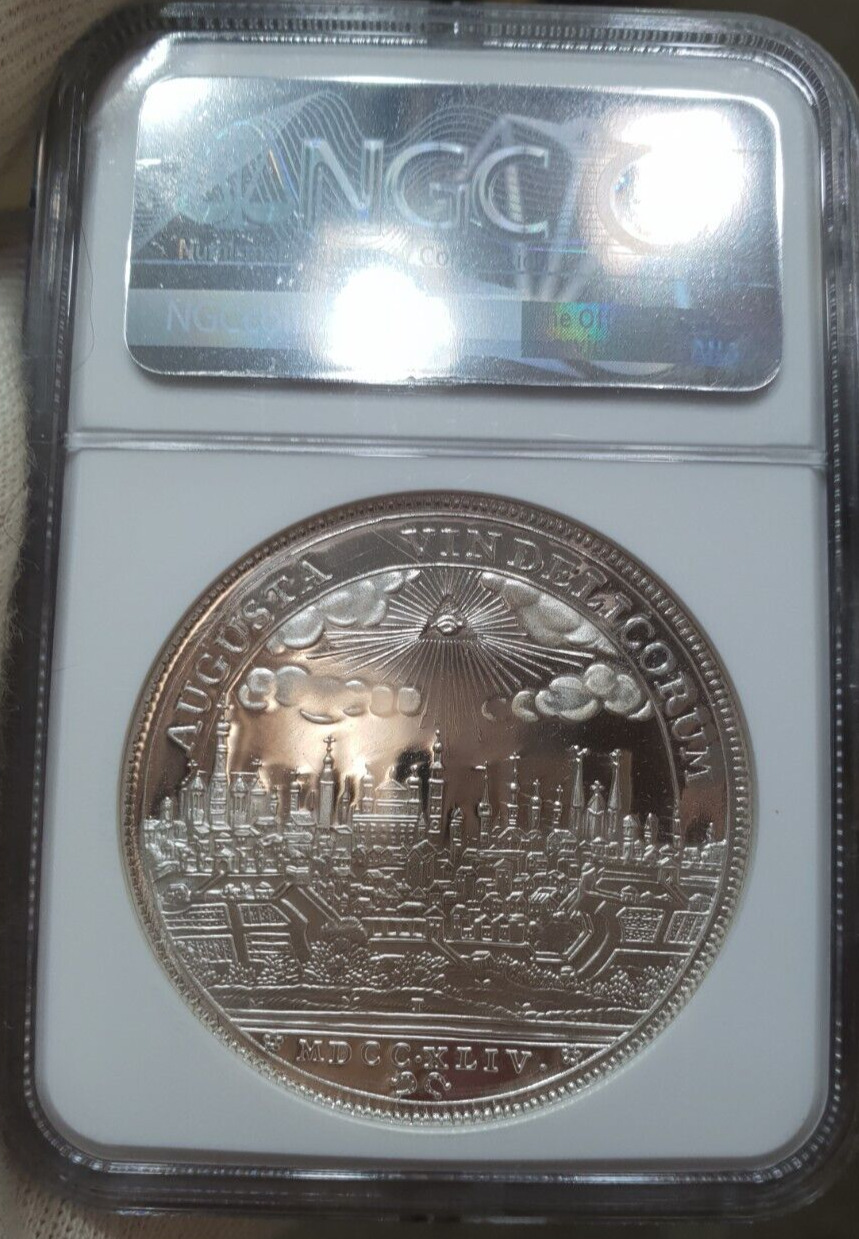 Taler NGC Augsburg 1744 1977 PF65 UC Cameo Silver City View Official ...