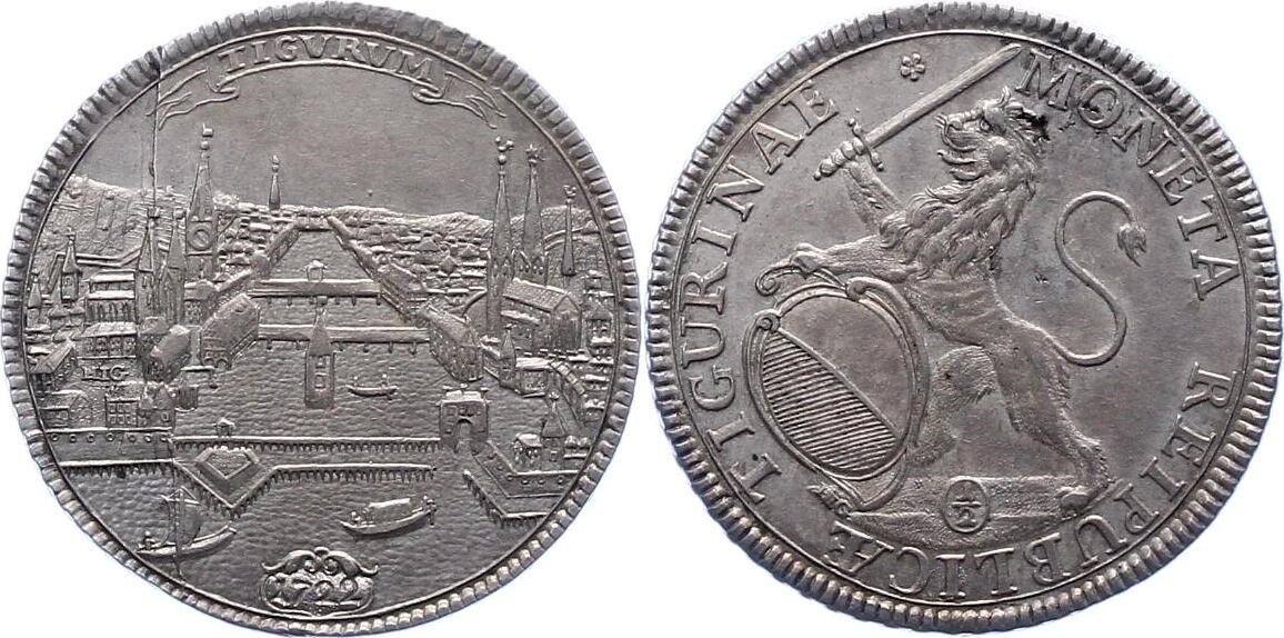 1/2 Thaler 1722 Zurich Unc City View Silver Taler Coin Switzerland Rare unz | MA-Shops