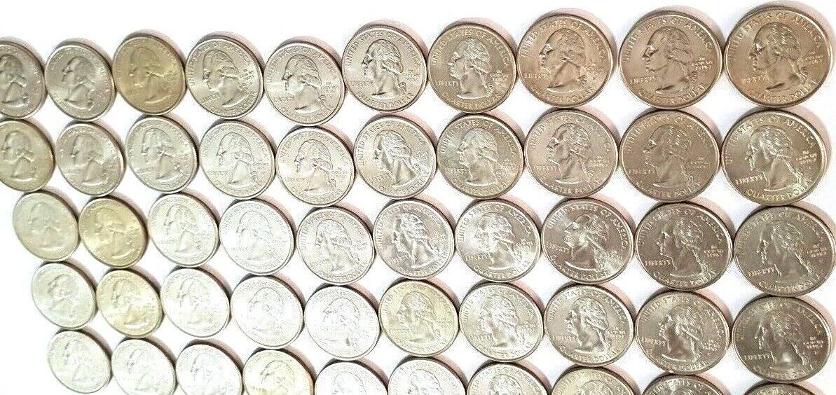 25 Cent US USA 50 State Quarters Unc 199-2008 Full Set Free Shipping ...