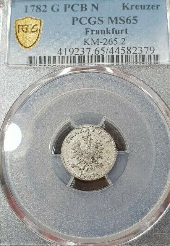 65 1 Kreuzer 1782 PCGS Frankfurt MS Silver Coin Germany State Rare Full ...