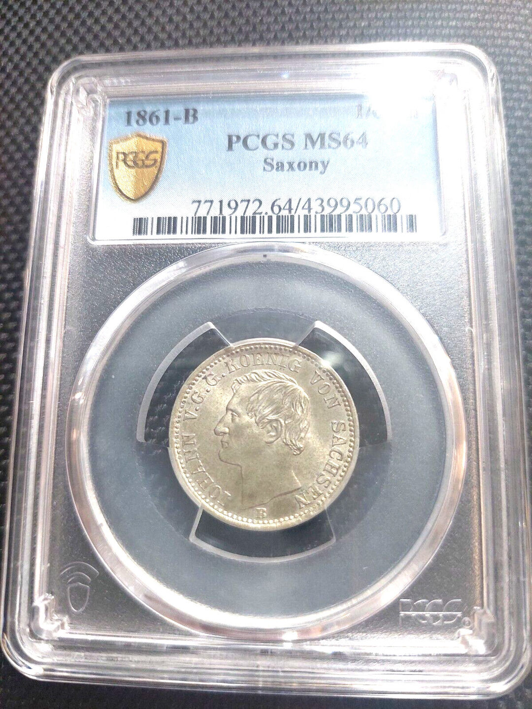 1/6 Thaler 1861 PCGS Saxony MS 64 Silver Coin Germany German State Unc ...