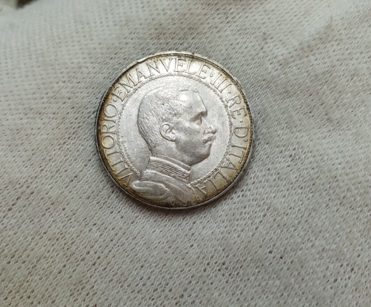 1 Lira 1913 Italy Unc Silver Coin Quadriga Victor Emmanuel III Yearlier ...